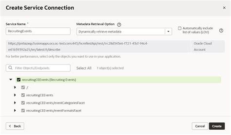 Create Service Connections From The Oracle Cloud Applications Or Integration Applications Catalog