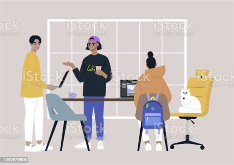 사무실에서 일하는 젊은 성인의 다양한 팀 직장에서 밀레니엄 남자에 대한 스톡 벡터 아트 및 기타 이미지 남자 다민족 그룹 다양성 Istock