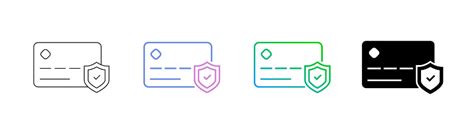 신용 카드 보안 아이콘에는 편집 가능한 획 선 이중 색상 선 그라디언트 선 및 실선의 네 가지 스타일이 있습니다 웹 디자인