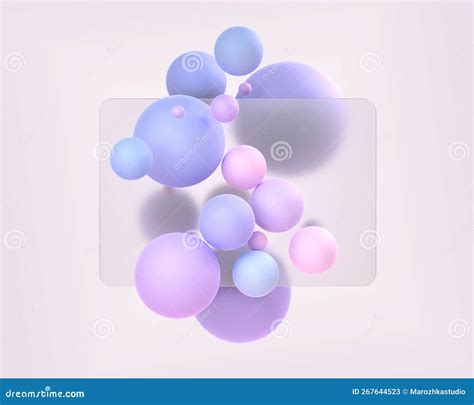 Glassmorphism Style Composition 3d Render Frosted Glass Plate With Blur Effect And Colorful