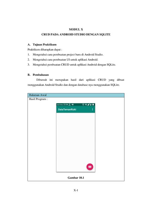 Laporan Praktikum CRUD PADA Android Studio Dengan Sqlite X MODUL X