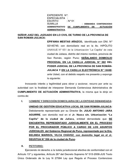 Demanda De Acción De Cumplimiento Cipri Pdf Demanda Judicial Perú
