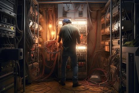 Premium Ai Image Electrician At Work
