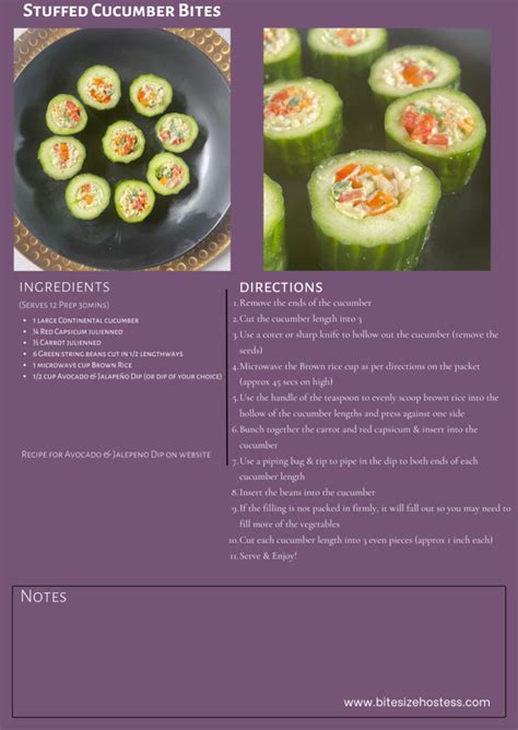 Stuffed Cucumber Bites Bite Size Hostess