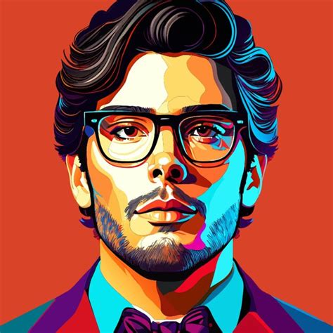 Premium Vector Portrait Of A Handsome Man With Glasses Vector