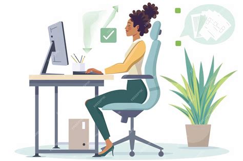 Woman Maintaining Posture At Desk Premium Ai Generated Vector
