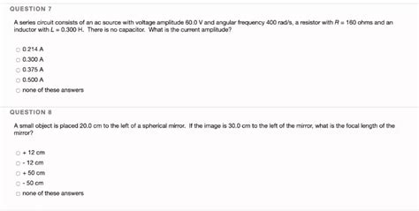 Solved QUESTION A Series Circuit Consists Of An Ac Source Chegg