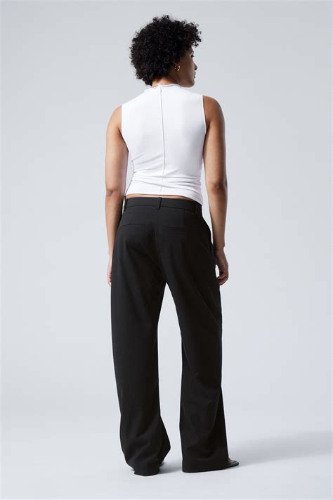 Relaxed Pleated Suiting Trousers Black Weekday Gb