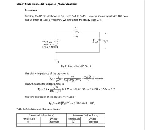 solved steady state sinusoidal response phasor analysis