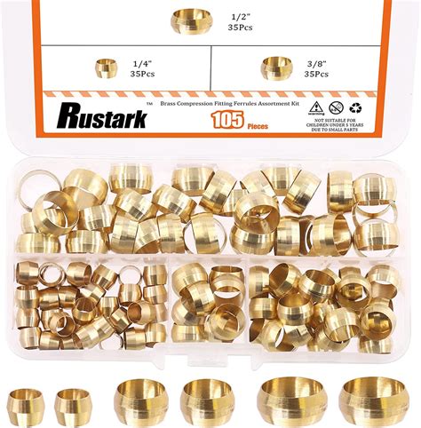 Copper Ferrule 105 Piece Brass Compression Ferrule Kit 1 4 3 8 1