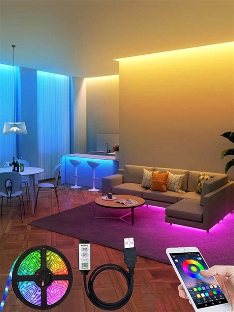 1pc App 3 Key Control RGB Led Strip Light Bedroom Decor Party Decoration Light Strip Length