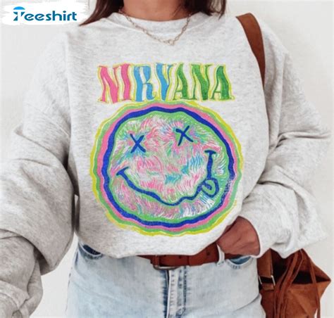 Nirvana Smiley Face Sweatshirt Colorful Long Sleeve Unisex Hoodie
