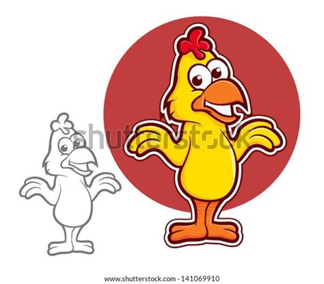 Yellow Chicken Cartoon Mascot Illustration Stock Vector Royalty Free