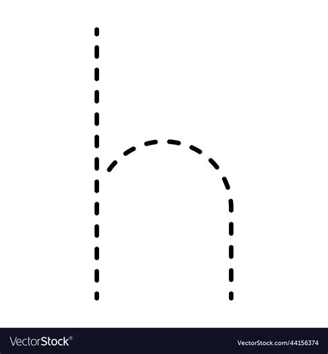 Tracing Alphabet Lowercase Small Letter H Vector Image