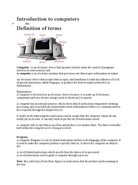 Introduction To Computers Definition Of Terms Pdf Integrated