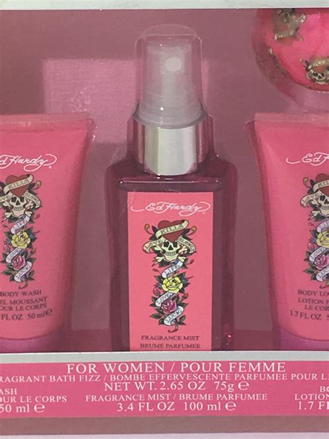 Ed Hardy Women Set Fragrance Mist Body Wash Lotion Fragrant Bath Fizz