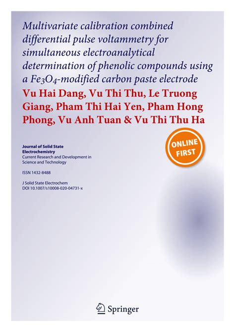 Pdf Multivariate Calibration Combined Differential Pulse Voltammetry For Simultaneous