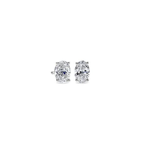 Oval Diamond Stud Earrings In 14k White Gold 1 Ct Tw Blue Nile