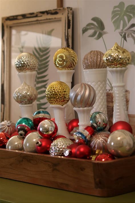 Milk Glass And Ornament Christmas Display · Cozy Little House