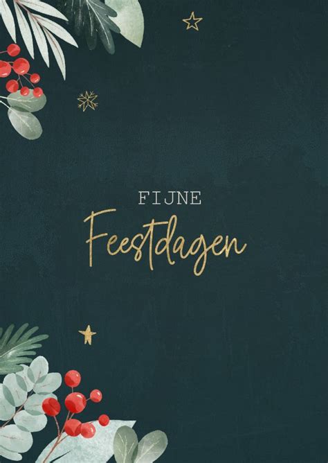 Kerstkaart Met Botanische Illustraties Kaartje2go