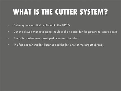 Cutter Classification System By Michelle Sensing