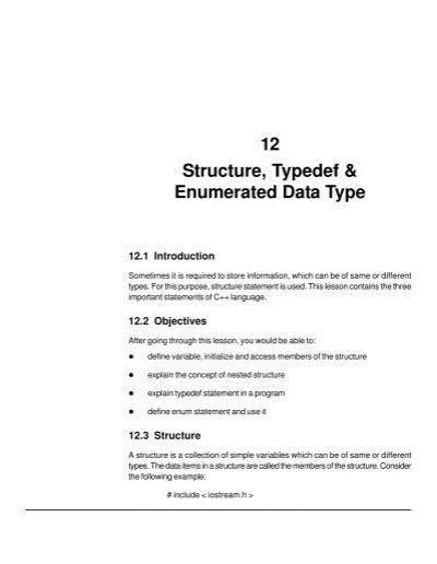 lesson 12 structure typedef and enumerated data type