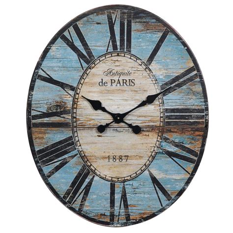 3R Studios Distressed Mint Green Wood Wall Clock HD3383 The Home Depot