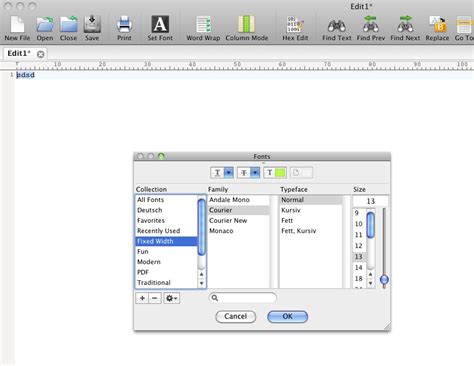 column mode error a fixed width font is required for column mode