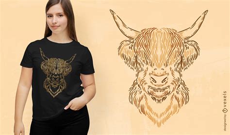 Scottish Highland Cattle Head T Shirt Design Vector Download