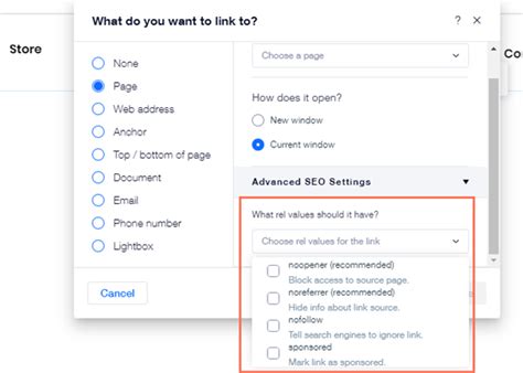 adding link rel attributes help center