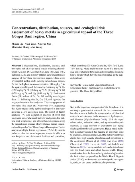Pdf Concentrations Distribution Sources And Ecological Risk