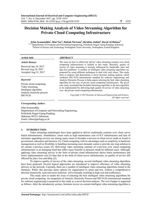 Decision Making Analysis Of Video Streaming Algorithm For Private Cloud Computing Infrastructure