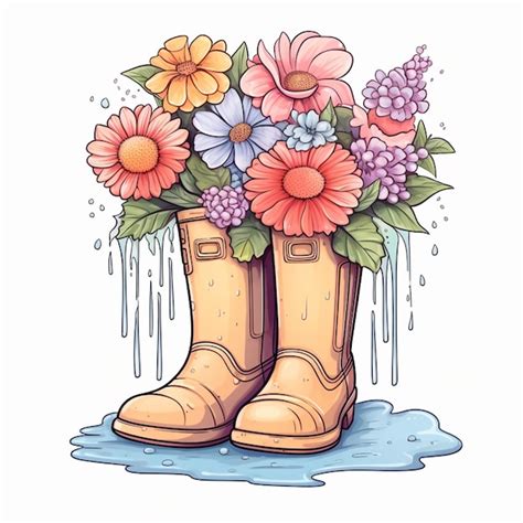 Premium Ai Image A Close Up Of A Pair Of Boots With Flowers In Them Generative Ai