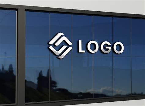 Premium Psd Logo Mockup On Glass Wall Modern Facade
