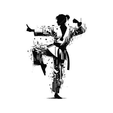 Judo Martial Art Karate Taekwondo Female Player In Cyberpunk Pattern