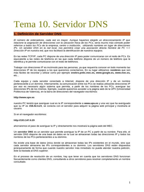 Tema 2 Servidor Dns Pdf Sistema De Nombres De Dominio Dirección Ip