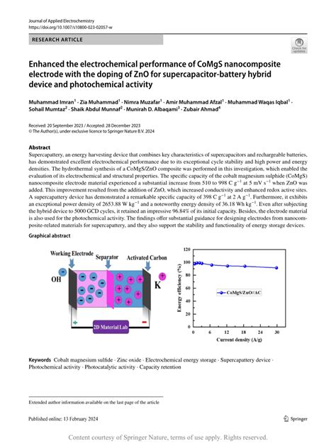 Enhanced The Electrochemical Performance Of Comgs Nanocomposite