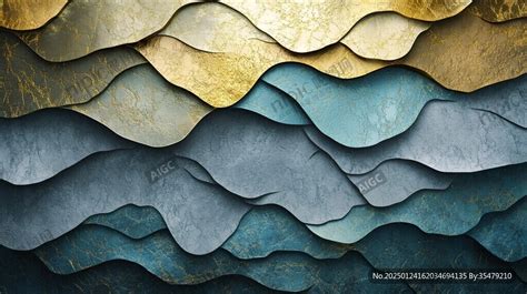 Ai创作图肌理彩色流体背景墙 蓝色金色背景 金色立体纹理背景墙 蓝金色纹理 3d抽象连续凹凸肌理 蓝金色背景 金蓝色背景 抽象线条背景墙 3d浮雕底纹 蓝色金色金属纹 轻奢艺术背景墙 金色云纹