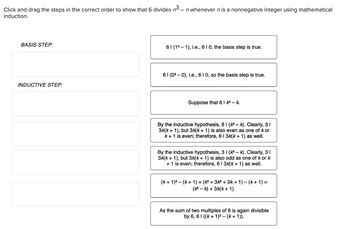Answered: Click and drag the steps in the correct order to show that 6 divides n³. - n whenever ...