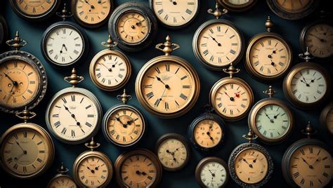 Colección De Relojes Antiguos Colgados En Una Pared Verde Antigua