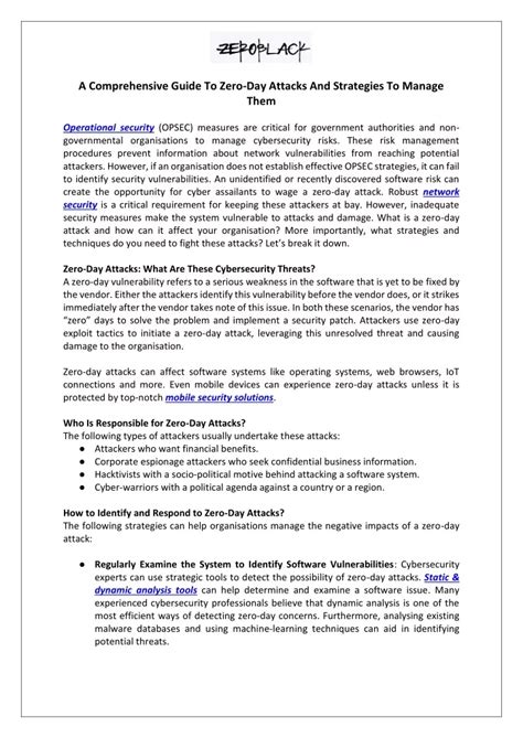 Ppt A Comprehensive Guide To Zero Day Attacks And Strategies To