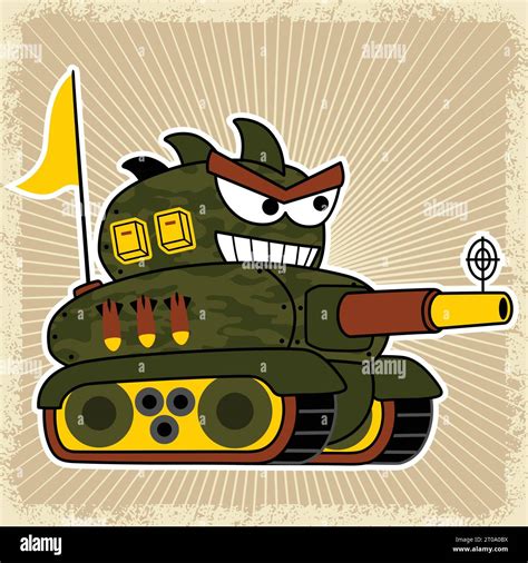 Robot Tank Cartoon With Gun Vector Illustration Stock Vector Image And Art Alamy