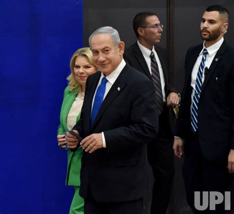 Photo Benjamin Netanyahu Arrives To Vote In Israeli General Election