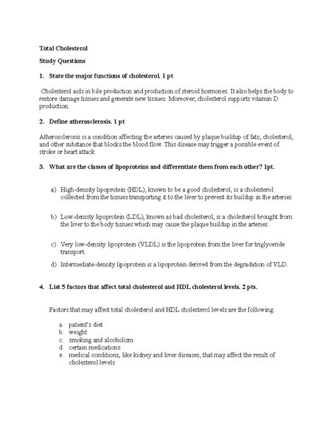 Total Cholesterol HDL Cholesterol And Triglyceride Determination Total Cholesterol Study