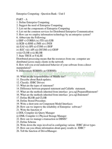 Anna University Enterprise Computing Question Bank For Btech It Pdf