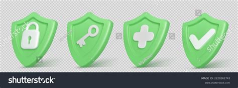 3d Render Shield Padlock Key Cross Stock Vector Royalty Free