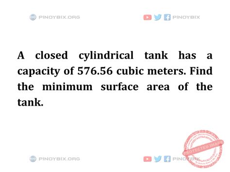 Solution Find The Minimum Surface Area Of The Tank