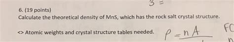 Solved 6 19 Points Calculate The Theoretical Density Of