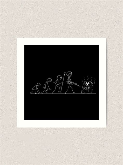 Vintage Human Evolution Line Art Illustration Art Print For Sale By