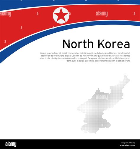 Abstract Waving North Korea Flag Map Background With Wavy Democratic